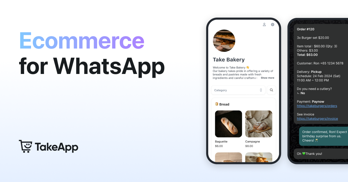 Sign up | Take App - Ecommerce for WhatsApp